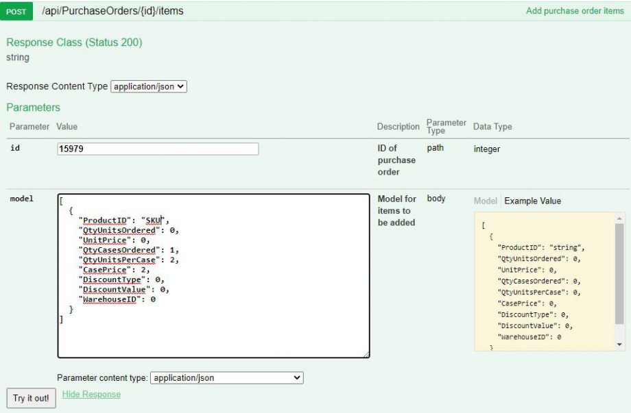 Add Items to existing purchase order - Sellercloud API Docs