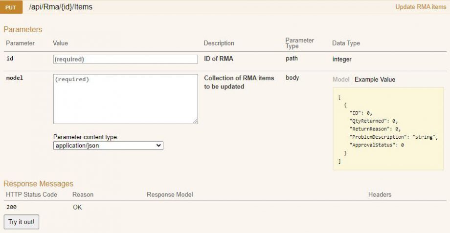 Update RMA Items - Sellercloud API Docs