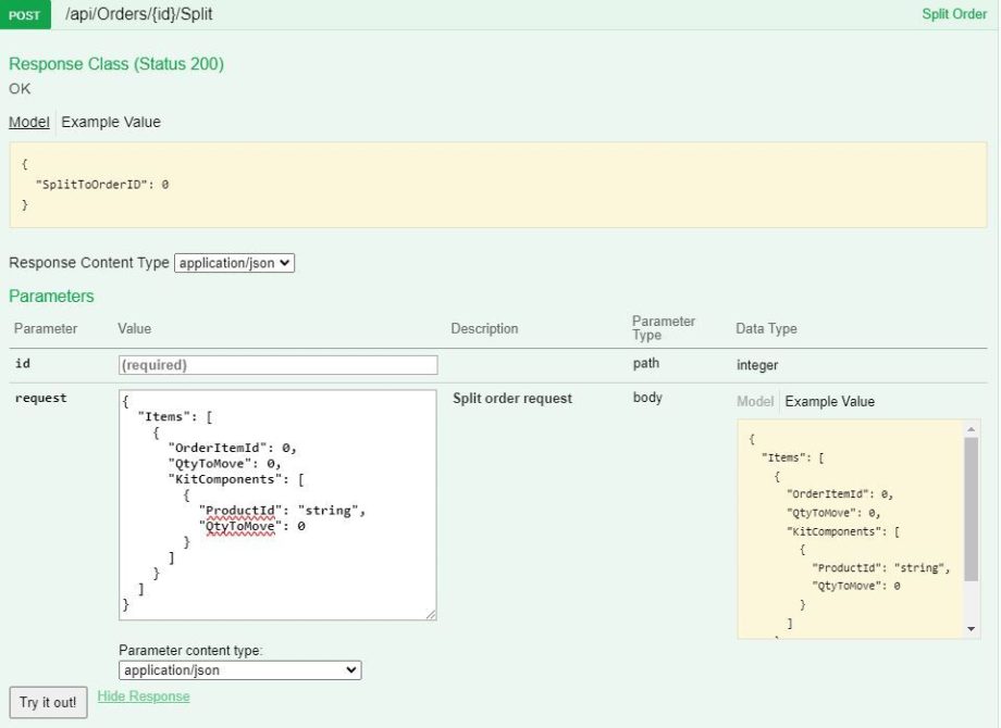 Split Order - Sellercloud API Docs