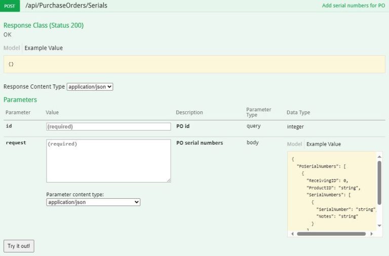 Add Serial Numbers For A Purchase Order - Sellercloud API Docs