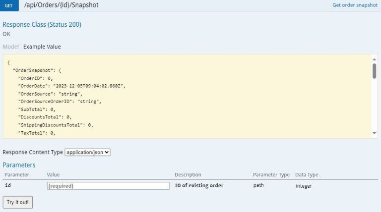 Get Order Snapshot - Sellercloud API Docs
