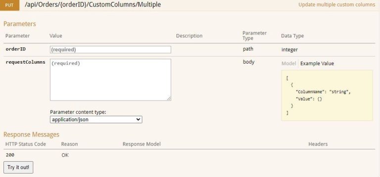 Update Multiple Custom Columns for Order - Sellercloud API Docs