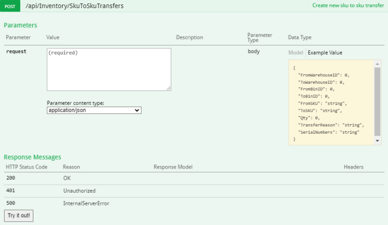 Create SKU to SKU Transfer - Sellercloud API Docs