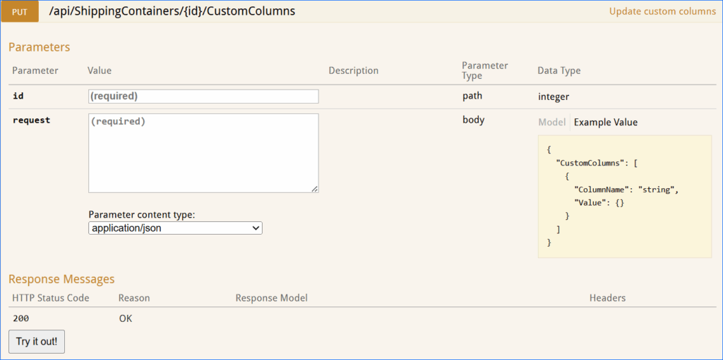 Update Container Custom Columns - Sellercloud API Docs