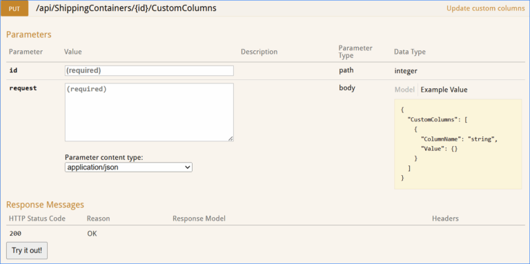 Update Container Custom Columns - Sellercloud API Docs